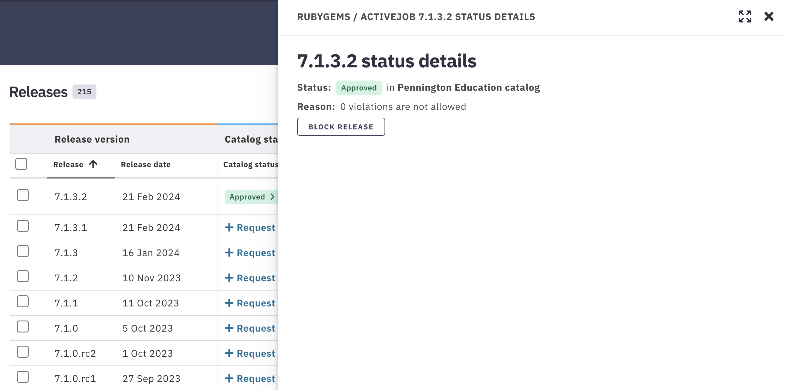 Blocking releases for use in your organization – Tidelift